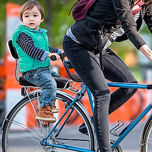 Samyoung Bicycle Rear Back Seat Cushion Armrest Footrest Set, Wide Child Bike Seat Back Safety Armrest Handrail Feet Pedals, Kids Bike Seat Carrier (Black)