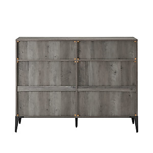 Walker Edison 2 Tier Industrial Wood and Metal Mesh Bookcase Bookshelf Storage Home Office Storage Cabinet, 52 Inch, Grey Wash