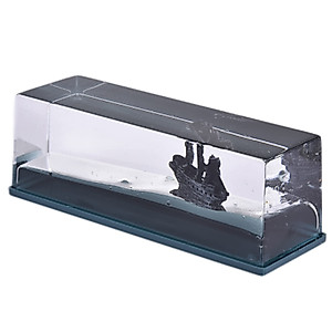 Littryee Cruise Ship Fluid Drift Bottle, 1/2PCS Unsinkable Acrylic Boat in Box, Titanic Cruise Ship Model Toys, Floating Black Pearl Boat Ornament, for Desktop, Car, Home Decor & Gifts