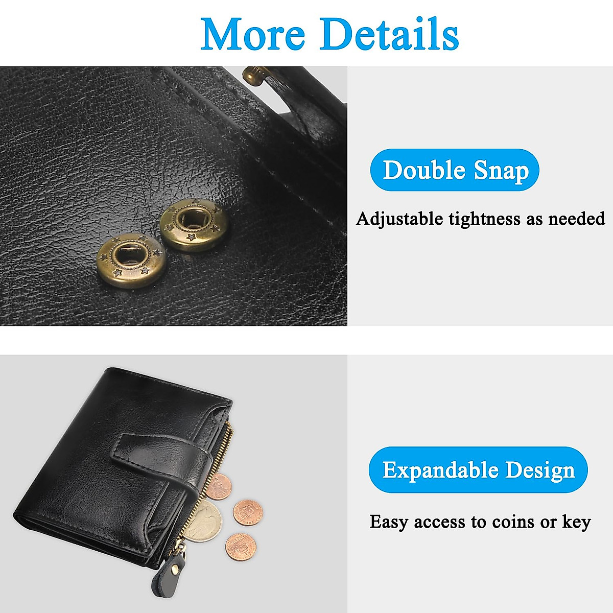 FT FUNTOR Small Wallet for Women Genuine Leather Bifold Compact RFID Blocking Small Womens Wallet with ID Window