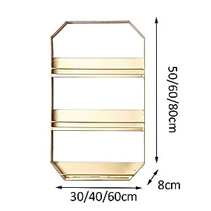 PIBM Stylish Simplicity Shelf Wall Mounted Floating Rack Shelves Bathroom Cosmetic Iron Art Storage Toiletries Multifunction Storage,3 Layers,3 Sizes, Gold , 30x8x50cm