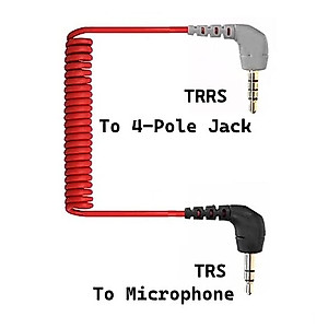 3.5mm TRS to TRRS Microphone Patch Cable Mic Cord Compatible with iPhone, Smartphone, Tablets for Rode SC7, VideoMic, VideoMicro Go, BOYA & Other External Mic (Please Read Details/Instruction Below)