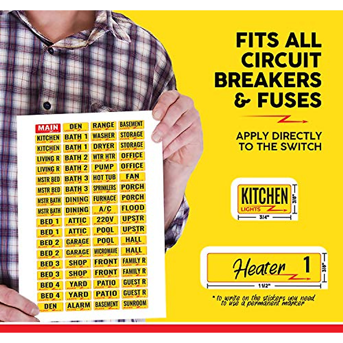 Linelax Circuit Breaker Box Labels – 129 Weatherproof Fuse Box Stickers