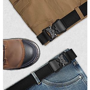BULLIANT Men's Tactical Belt Military Rigger Elastic Nylon Belt fo Gift Men Work Heavy Duty 1.5",QUICK RELEASE(Black,30"-34" Waist Adjustable)