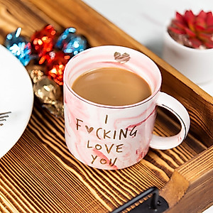 Hendson Girlfriend Anniversary, Birthday, Romantic Gift - I Love You - Cute Couple Gifts Ideas for Girlfriend, Wife, Fiance, Mom, Her, Couples - Pink Marble Mug, Ceramic 11.5oz Coffee Cup