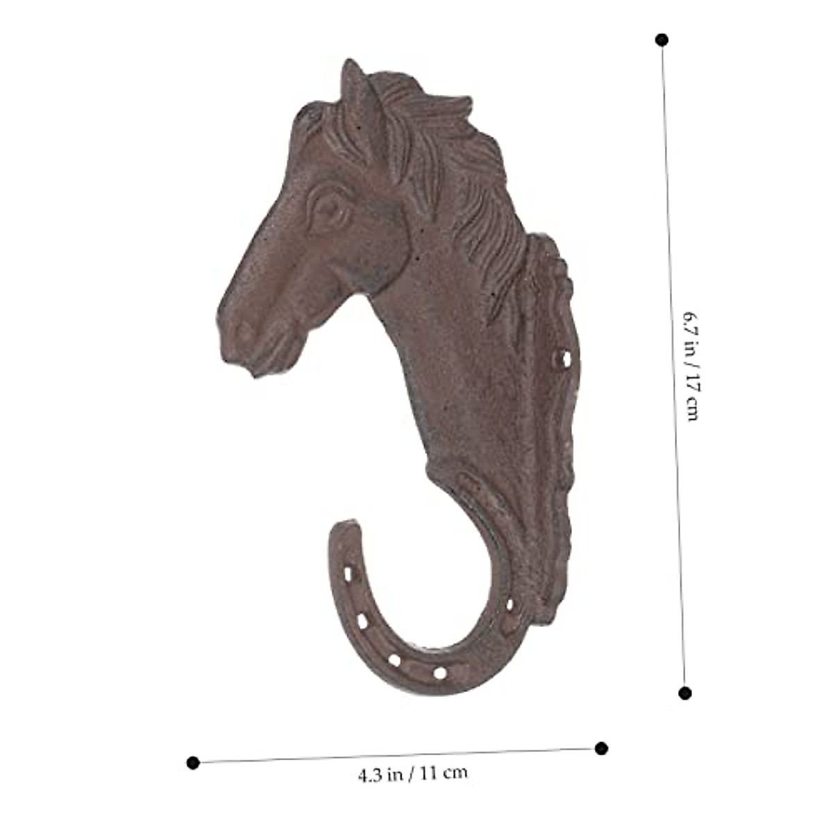 Yardwe Towel Hooks 2pcs Hook Metal for Single Key Mounted Scarf Antique Duty Retro Bag Iron Shaped Cast Style Hooks Hanging Horse-head Craft Cup Decorative Animal Horse Clothes Gift Coat Towel Hook
