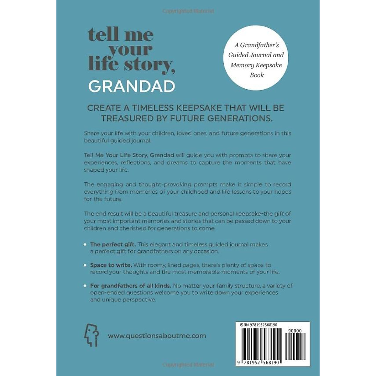 Tell Me Your Life Story, Grandad: A Grandfather’s Guided Journal and Memory Keepsake Book (Tell Me Your Life Story® Series Books)