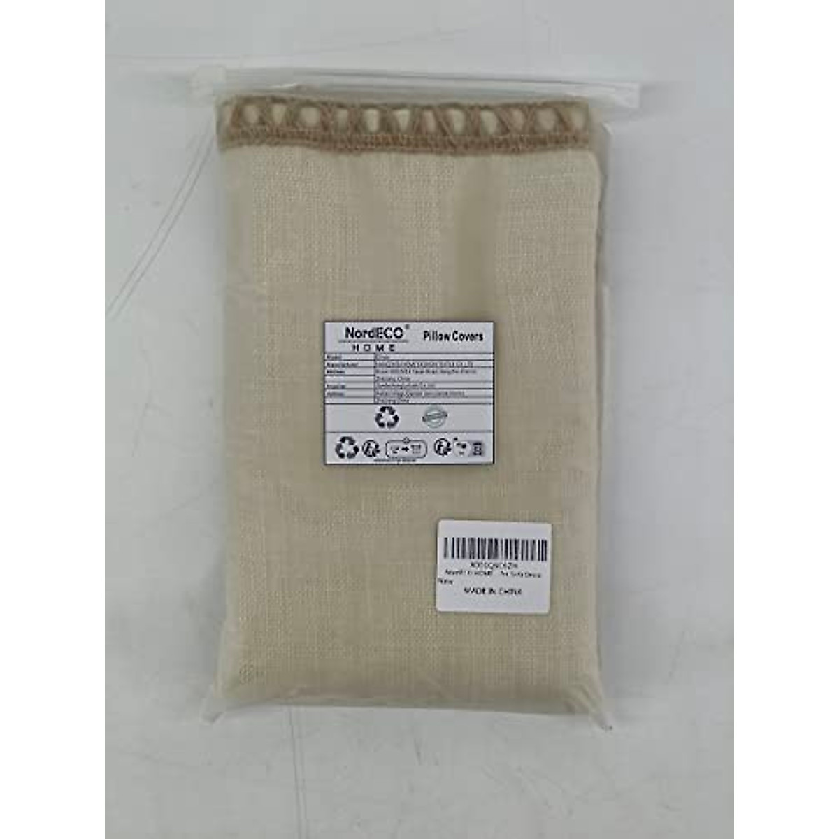 NordECO HOME Set of 2 Farmhouse Throw Pillow Covers - Burlap Linen Trimmed Tailored Edges Decorative Cushion Covers for Bed Home Decoration, 18 x 18, Black