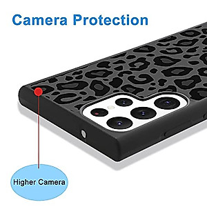 KANGHAR Case Compatible with Galaxy S23 Ultra 5G,Black Leopard Design,Tire Texture Non-Slip +Shockproof Rugged TPU Protective Case for Samsung Galaxy S23 Ultra 5G Leopard Pattern