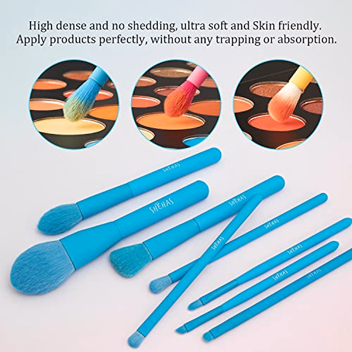 TEXAMO Makeup Brush Set for Powder, Contour, Blush, Highlighter, Eyeshadow, Eyebrow, Concealer, Blending, Premium Synthetic Makeup Brush with Pouch Set of 8, Blue