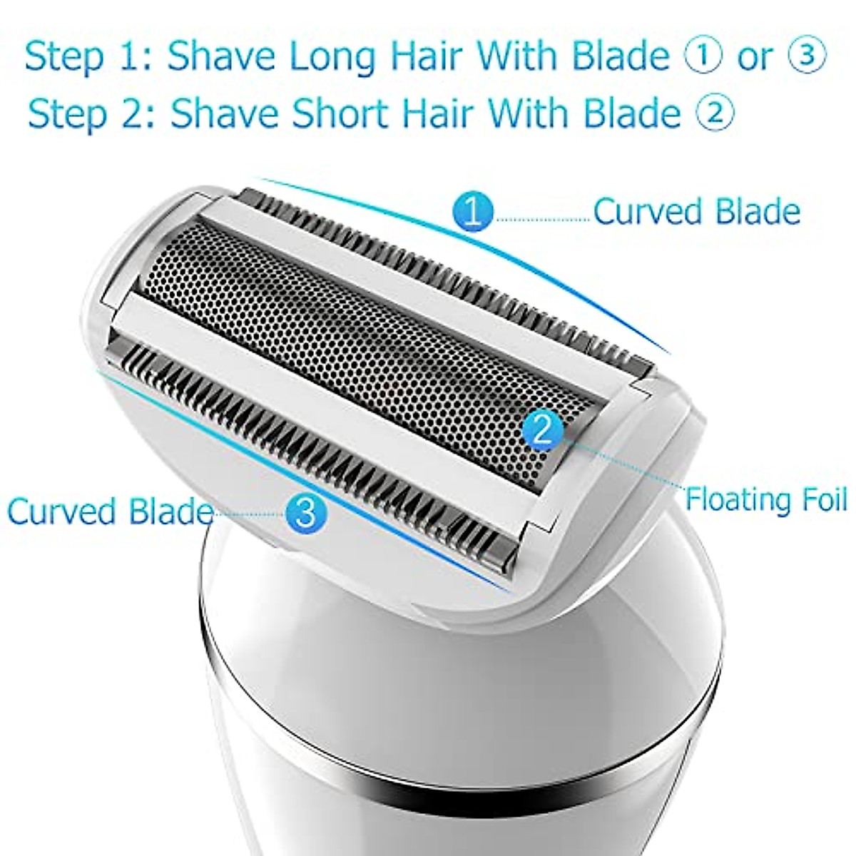 MHSY Electric Razor for Women, 3 in 1 Womens Shaver for Pubic Hair, Wet Dry Hair Removal Cordless Bikini Trimmer for Legs Underarms and Bikini Line Painless USB Rechargeable Lady Body Shaver