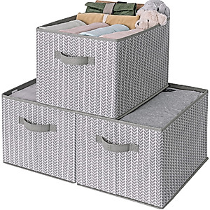 GRANNY SAYS Bundle of 3-Pack Cloth Storage Boxes & 2-Pack Wicker Shelf Baskets