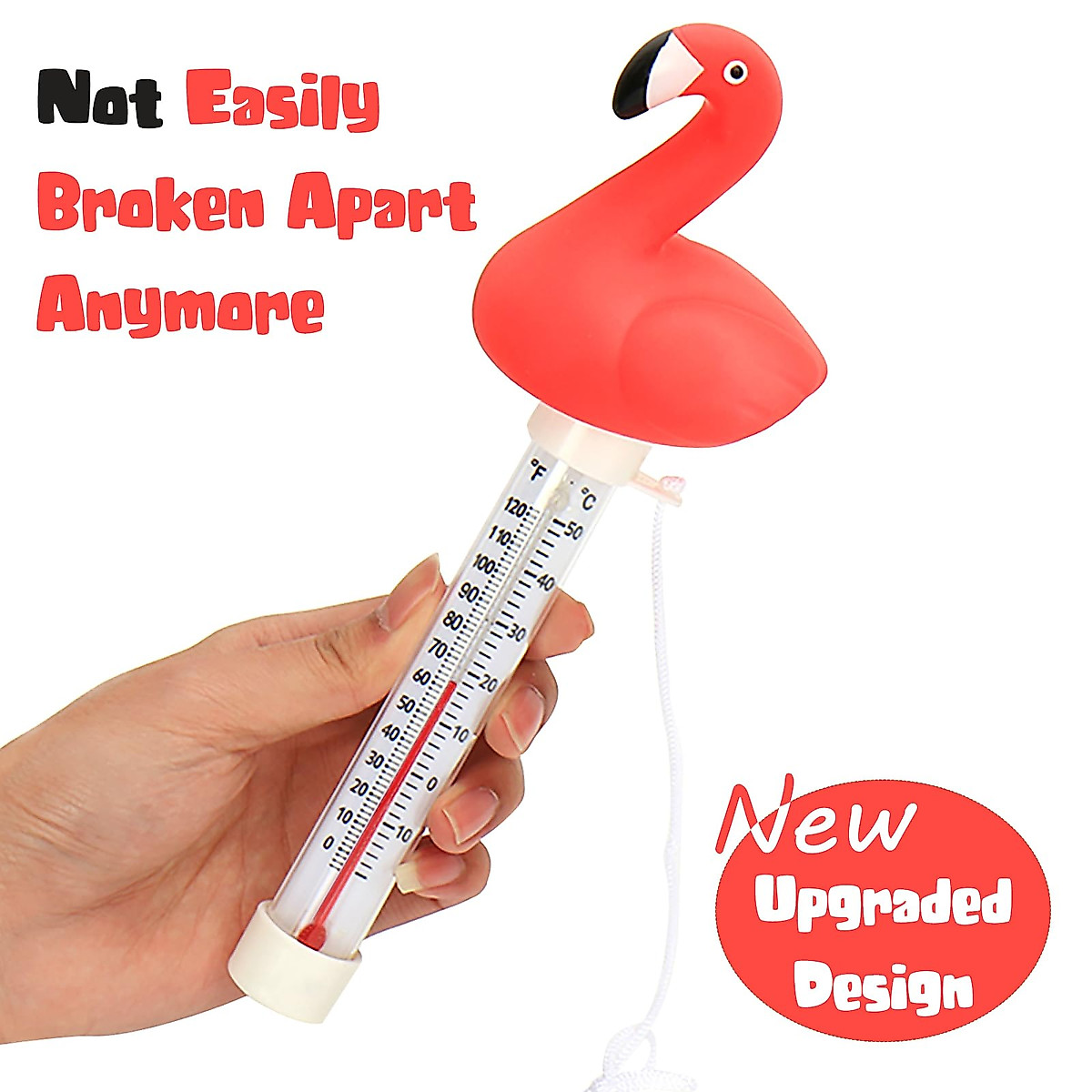 XY-WQ Floating Pool Thermometer, Large Size Easy Read for Water Temperature with String for Outdoor and Indoor Swimming Pools, Spas, Hot Tubs, Ponds (Flamingo)