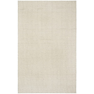 SAFAVIEH Natura Collection Area Rug - 6' x 9', Ivory, Handmade Solid Wool, Ideal for High Traffic Areas in Living Room, Bedroom (NAT801A)