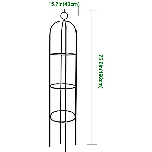 Tower Obelisk Garden Trellis 100% Metal 6.3 Feet Tall Plant Support for Climbing Vines and Flowers Stands,Black Green Lightweight Plant Tower