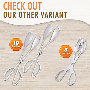2 Pack Buffet Tongs 10 Inch Stainless Steel Serving Tongs Utensils for Catering Grilling Barbecue Seafood Frying Cooking, Heat Resistant Food Tongs for Salad Cake Party Bread Dessert Home Kitchen