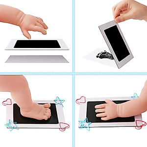 MengNi Baby Footprint Kit Hand Footprint Kit Dog Paw Print Kit Clean Touch Ink Pad Inkless Hand and Footprint Kit Handprint Kit Baby Registry Search with 4 Ink Pads and 8 Imprint Cards