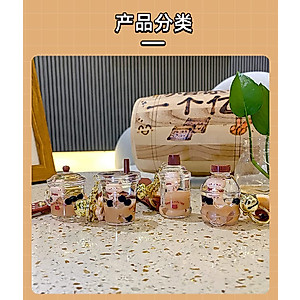 HSYHERE Men Women Creative Interesting Floating Milk Tea Brown Bear Lucky Bottle Keychain Keyrings. Bubble Tea Bear Moving Liquid Sand Car Key Chain Bag Pendant Decoration Holder - Cup.