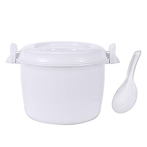 FEESHOW Portable Microwave Rice Cooker with Rice Paddle Food Steamer Pot White Small