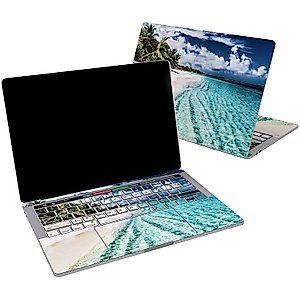 Cavka Vinyl Decal Skin Compatible for MacBook Pro 16 M3 M2 M1 14 2023 Air 15 2022 Retina 2020 Air 13 Mac 12 Laptop Nature Tropicals Ocean Design Sea Beach Sticker Print Blue Tree Palm Cover