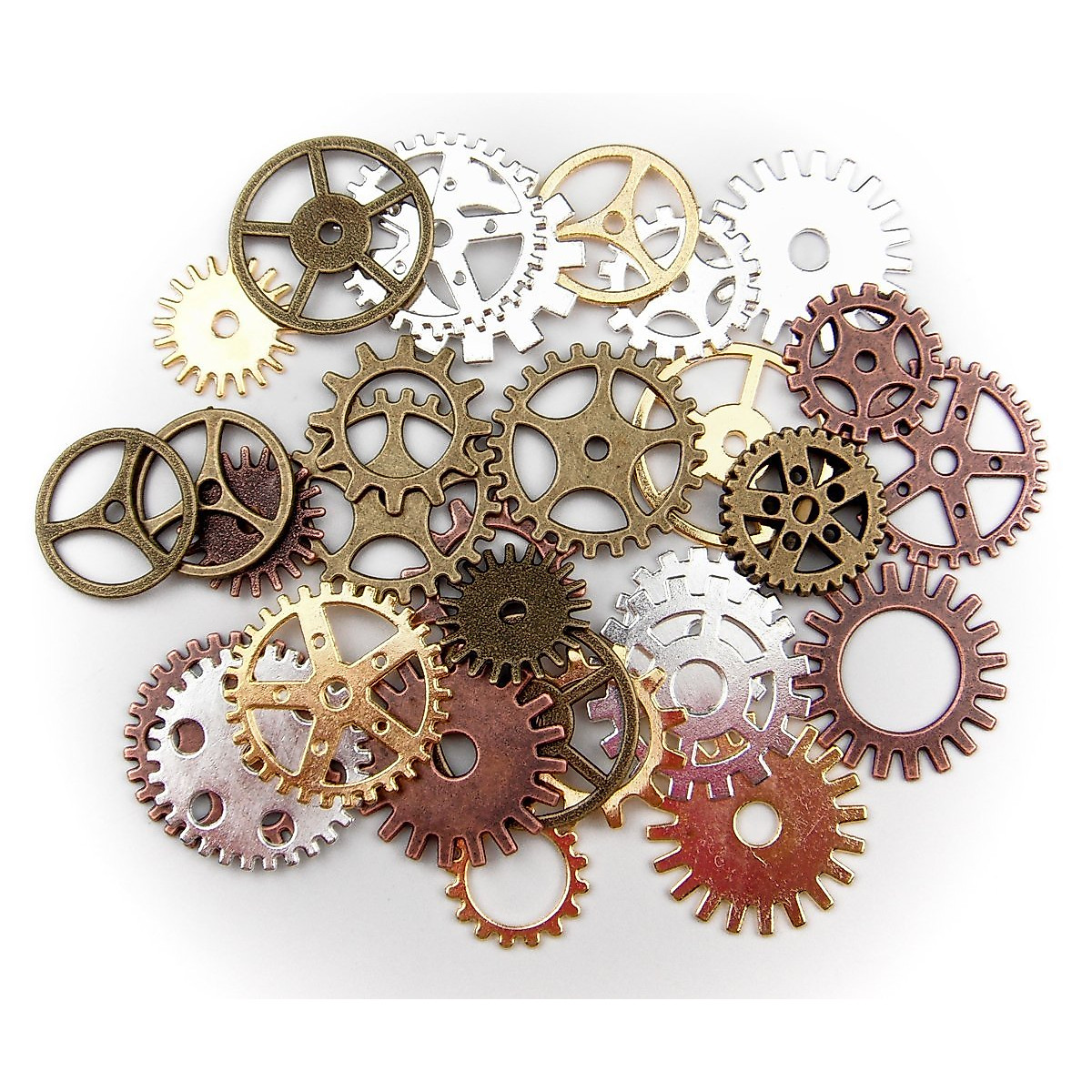 ALL in ONE 200 Gram 4 Color Steampunk Gear Wheel Charms Cog Connectors Pendants Jewelry Finding DIY Craft