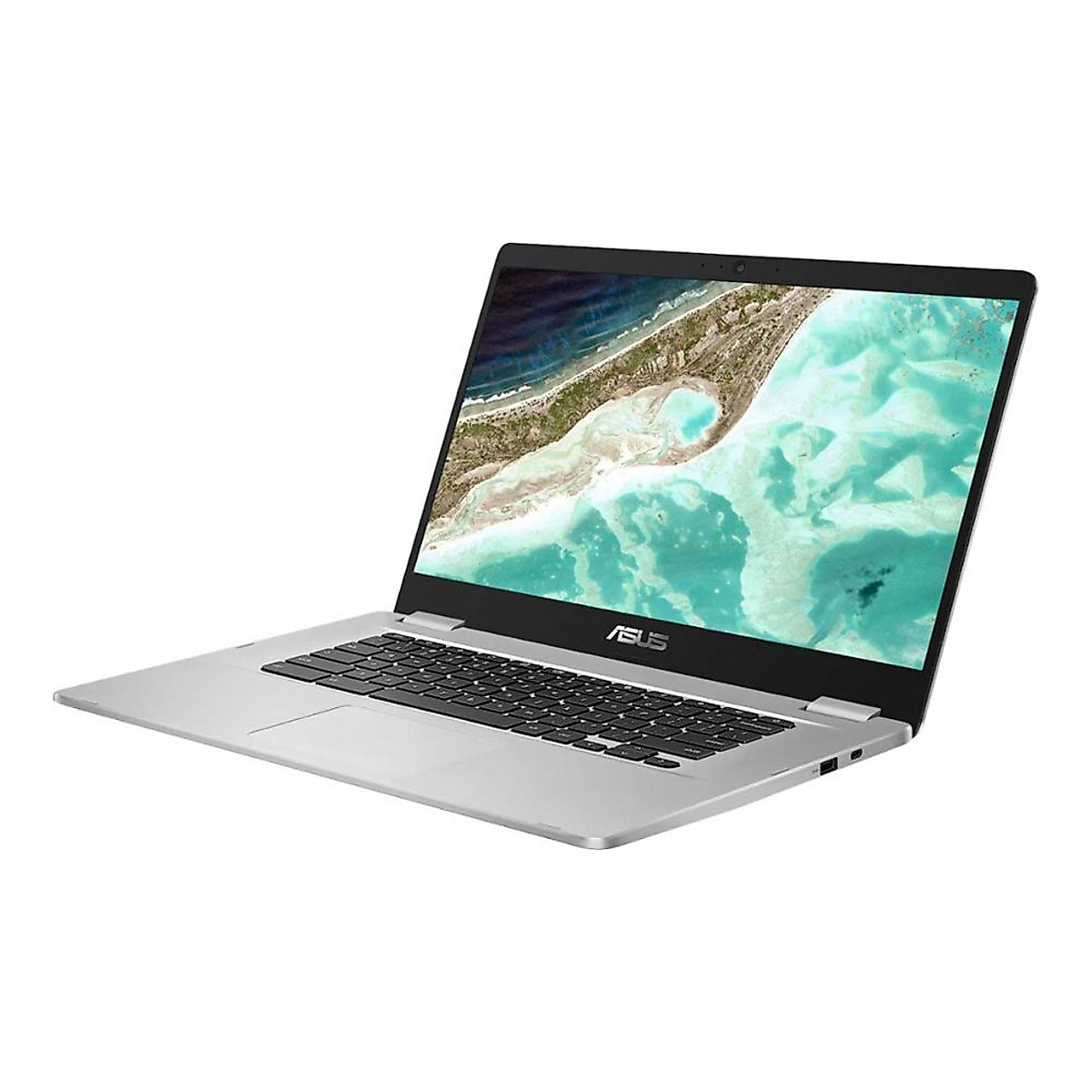 ASUS 2020 Chromebook 15.6 Inch Non-Touch Laptop, Intel Celeron N3350 up to 2.4 GHz, 4GB LPDDR4 RAM, 64GB eMMC, WiFi, Bluetooth, Webcam, Silver, Chrome OS + NexiGo 32GB MicroSD Card Bundle