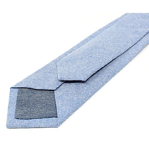 Proper Materials Men's Chambray Cotton Skinny Necktie Tie - Light Blue