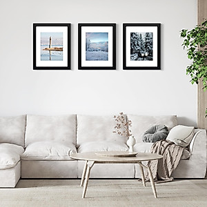 Golden State Art, 11x14 Black Picture Frame - Solid Wood, Tempered Glass, and White Mat Display for 8x10 Picture (Wall Display)