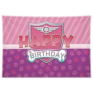 Yriujul 84x60inch Pink Dog Paw Logo Birthday Backdrop for Boy Girls Cartoon Party Decorations Photography Background Photo Banner Booth Props