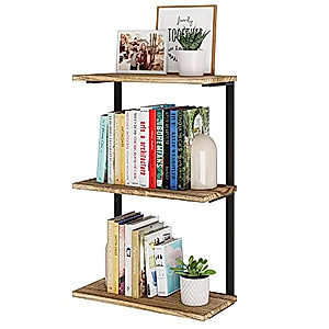 Wallniture Tivoli 17" Floating Shelves Wall Mounted, 3 Tier Shelf for Living Room Decor, Wall Bookshelf, Rustic Wood Wall Shelves for Bedroom, Bathroom Storage Shelves, Kitchen Wall Shelf, Burnt