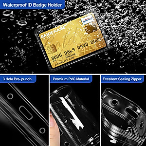 10 Pcs Clear Plastic Heavy Duty Vertical Name Badge ID Card Holders with Waterproof Resealable Zip, Plastic Name Tag Holder