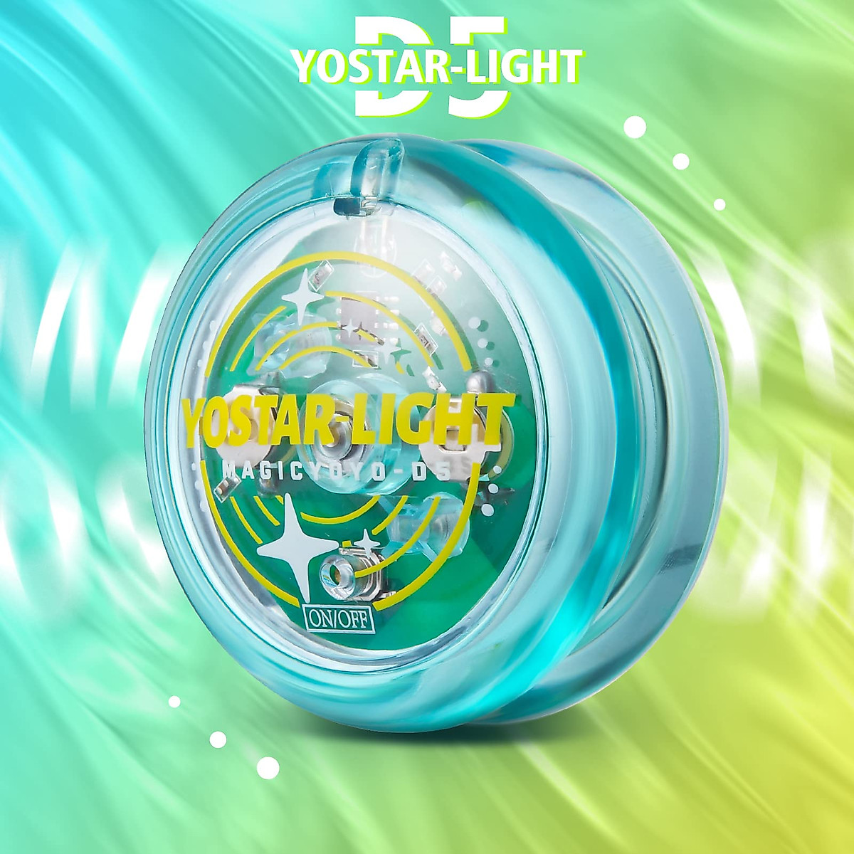 YOSTAR D5 Light Up Yoyo Professional with Led Light, Responsive Yoyo for Kids Beginner, Looping Yoyo for 2A Yo-yo Tricks with Extra 4 Battery + 5 yoyo Strings + Yo yo Sack+ Gloves (Green)