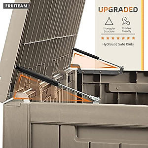 FRUITEAM 120 Gallon Outdoor Storage Box, Low Maintenance, Lockable Resin Deck Box for Patio Furniture Cushions, Pillows, Pool Noodles, Garden Tools