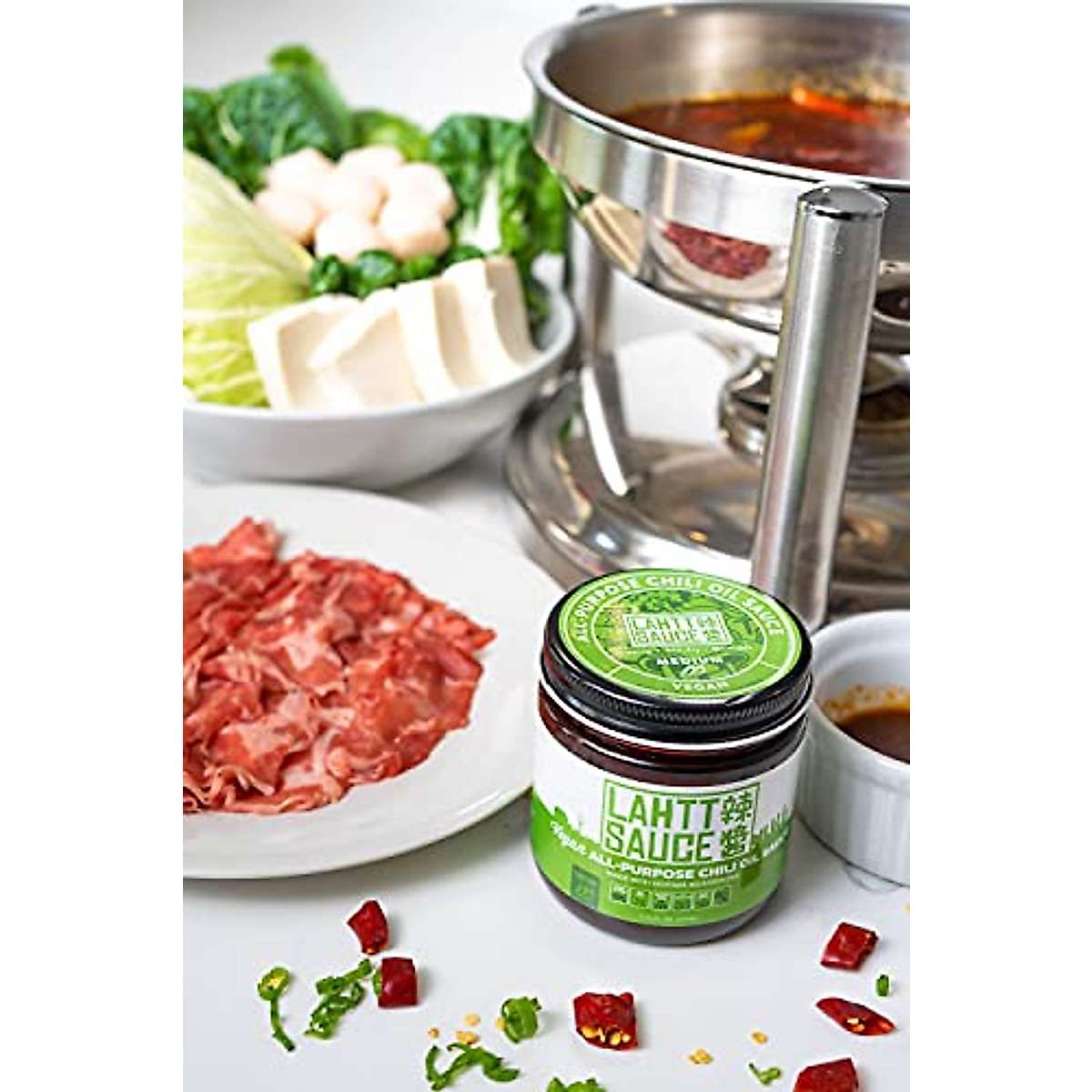 Lahtt Sauce Premium All Purpose Chili Oil, Vegan (Made with Shiitake Mushrooms), Medium Heat, Natural Non GMO Ingredients, Gluten-Free, No MSG, No Preservatives (1 Jar)
