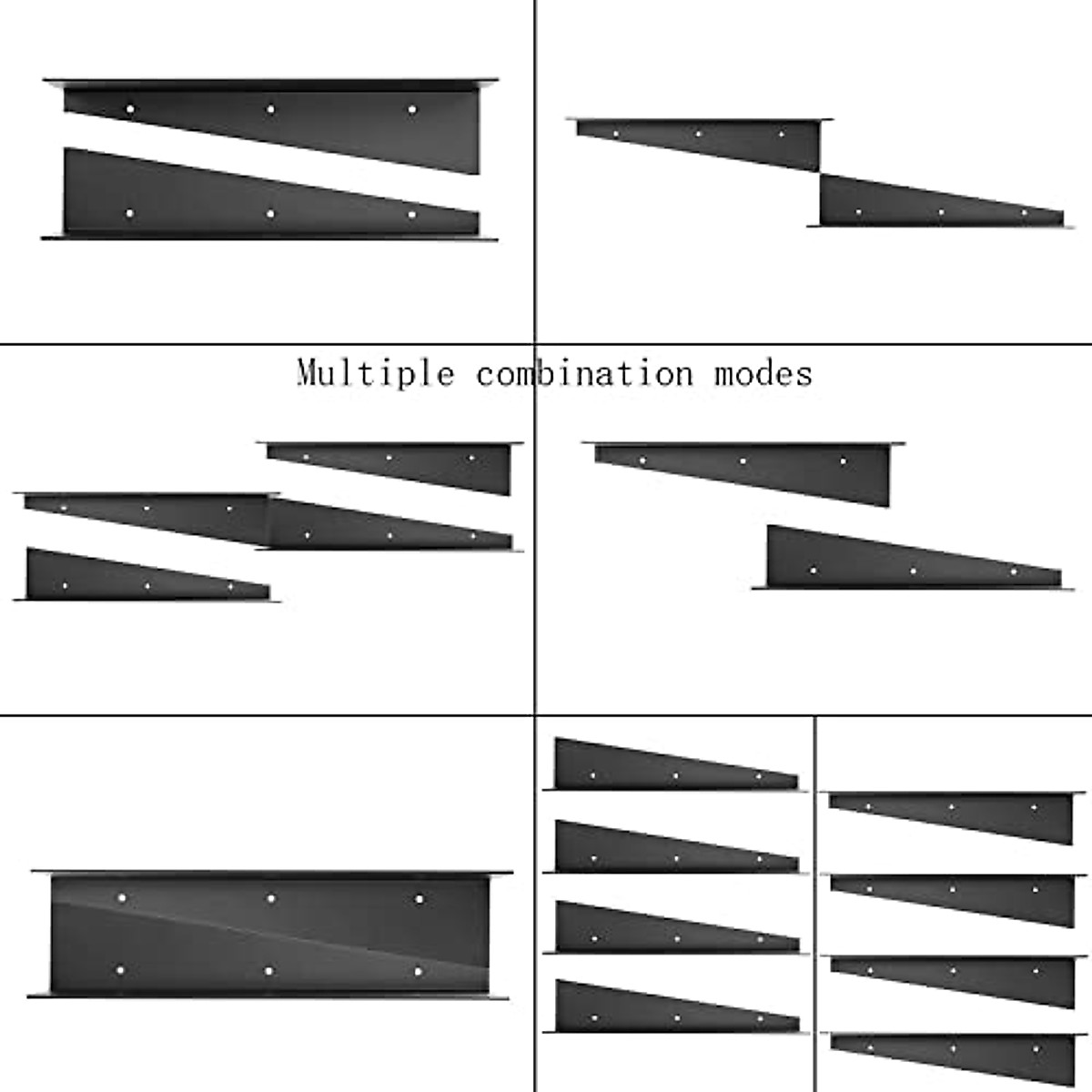 POEMAX Floating Shelves,Metal Wall Shelf Set of 2,Heavy-Duty Hanging Shelves,Multiple Combination Mode Wall Mounted Shelves