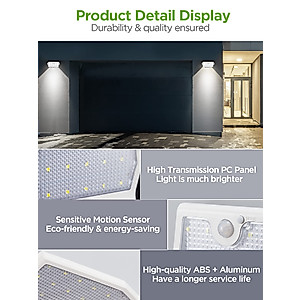 InnoGear Solar Gutter Lights Outdoor Waterproof, 29 LED Solar Motion Lights with 4 Lighting Modes Solar Outdoor Lights Wireless with Mounting Pole for Wall Fence Yard Barn Porch Garage, Pack of 2