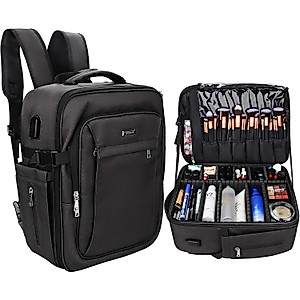 Relavel Makeup Backpack, Professional Makeup Case Extra Large Travel Train Case Makeup Bag for Women Cosmetic Organizer, Makeup Brush Storage Holder, Makeup Artist Kit, with Adjustable High Dividers