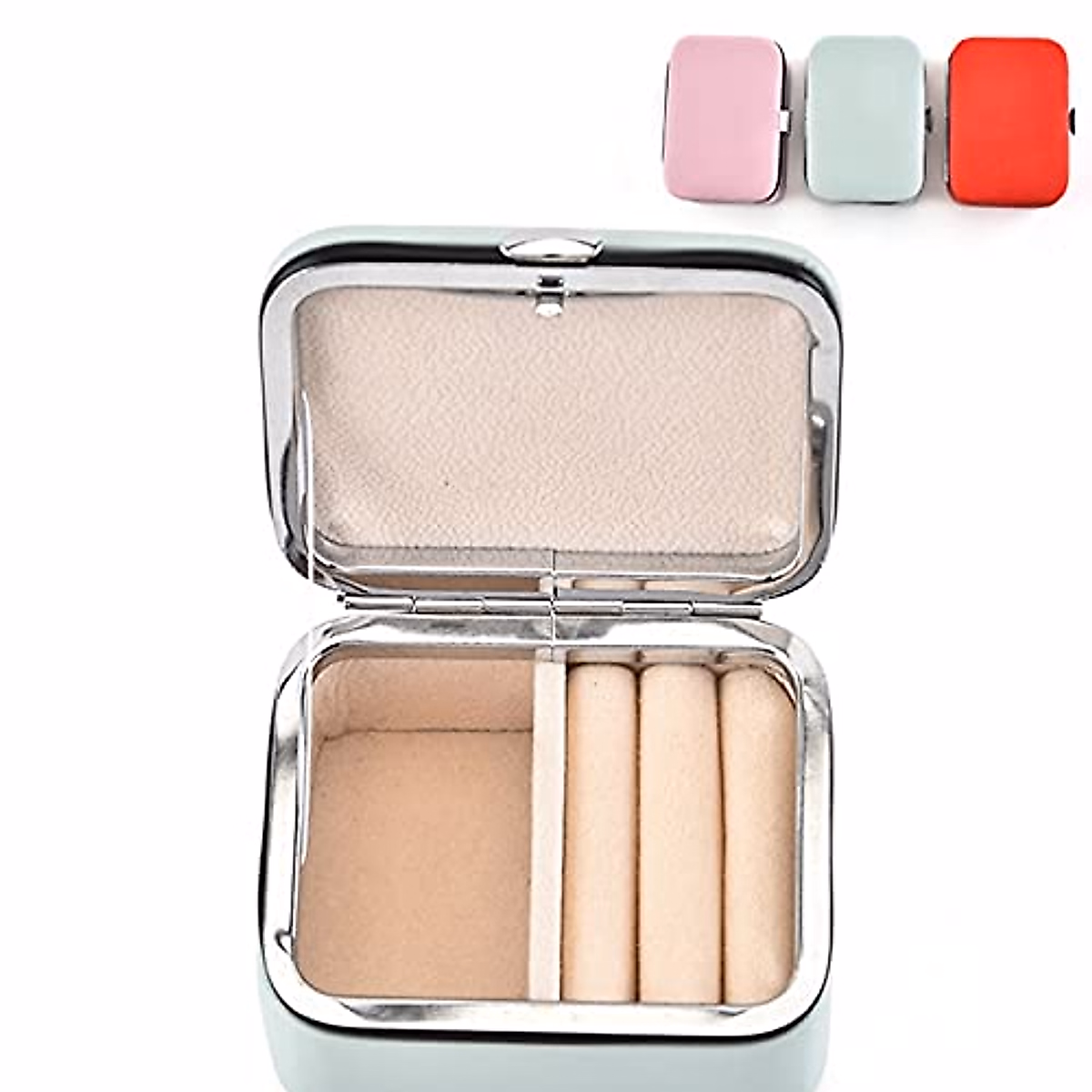 ZZYINH AN207 Mini Jewelry Box Portable JewelryBox Ring Earrings Earrings PU Leather Jewelry Storage Box Small Jewelry (Color : Blue)