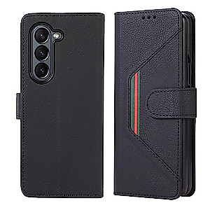 Cellphone Flip Case Kickstand Case for Samsung Galaxy Z Fold 5 5G Case,Premium PU Leather Wallet Case with Card Holder,Magnetic Closure Shockproof Case Full Body Protection Phone Cover Case Protective