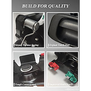 SYOAUTO Tailgate Handle Latch and Bezel Trim with Rod Clips Fits for 1999-2007 Chevy Silverado GMC Sierra 1500 2500 3500 Black Textured Replaces# 15997911, 15228539, 15228541, 15228540