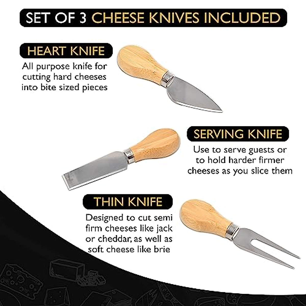 PERLLI Bamboo Cheese Board & Knife Set, Large Folding 18 Inch Round Wood Rotating Charcuterie Board Set Cheese Meat Wine Serving Tray Platter, Home Decor Holiday Gift Set