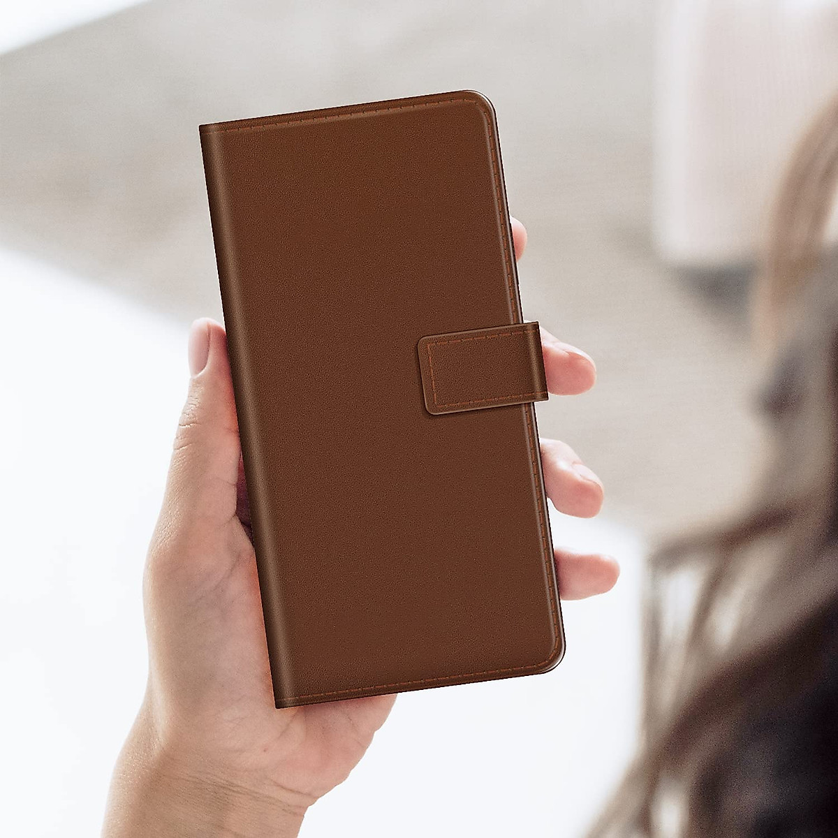 MILEGAO for AGM Glory Qualcomm 5G Case, Premium Magnetic PU Leather Cover with Card Holder and Kickstand, Fashion Flip Case for AGM Glory Pro 5G 6.53 inches Brown