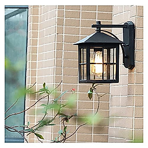 TAMSOI Outdoor Wall Lantern Black Matte Finish, Waterproof Exterior Wall Light Wall Mounted Sconce Lighting Fixture with Clear Shade Industrial Antique for Entryway Front Door Garage