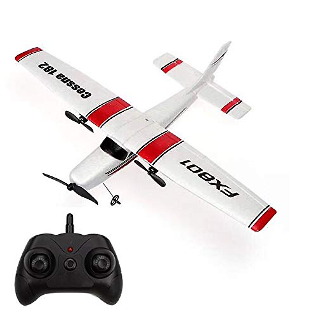 RC Plane Remote Control Airplane - PLRB Toys 2.4Ghz 2 Channels DIY RC Airplane Radio Control Cessna 182 Aircraft EPP Foam Glider Toys (Two Batteries)