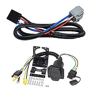 RED WOLF Brake Control Wiring Harness Adapter Fit Dodge Ram Chrysler w/Multifunctional 4 to 7 Way Pin Flat Trailer Converter Connector, 7 Round Blade Trailer Camper Towing Brake System Mount