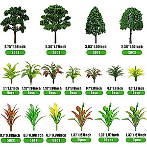 88pcs Model Trees Mixed Miniature Plants Model Train Scenery Architecture Trees Fairy Garden Trees Wargame Trees Model for Diorama DIY Craft Scenery Landscape Natural Green
