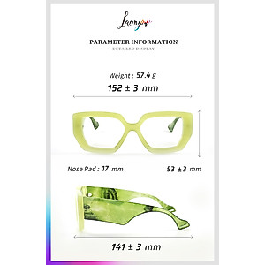 Laemzinv Oversized Square Blue Light Glasses for Women, Large Thick Frame Reading Blocker, Big Reader for Computer Eyewear and Gaming Glasses LA022 (A2 | GREEN)