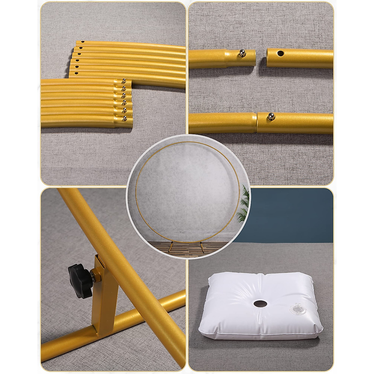 YALLOVE Round Balloon Arch Kit, 7.2 Feet Balloon Hoop Stand, Gold Metal Balloon Circle Frame, Big Size Backdrop Stand for Birthday, Wedding, Baby Shower, Grad Party Decoration