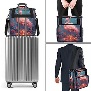 cfpolar Cute Pink Flamingo Flowers Coffee Maker Carrying Bag Case, Waterproof Coffee Maker Travel Storage Bag, Portable Coffee Machine Case Organizer Tote Bag, for Single Serve Coffee Maker