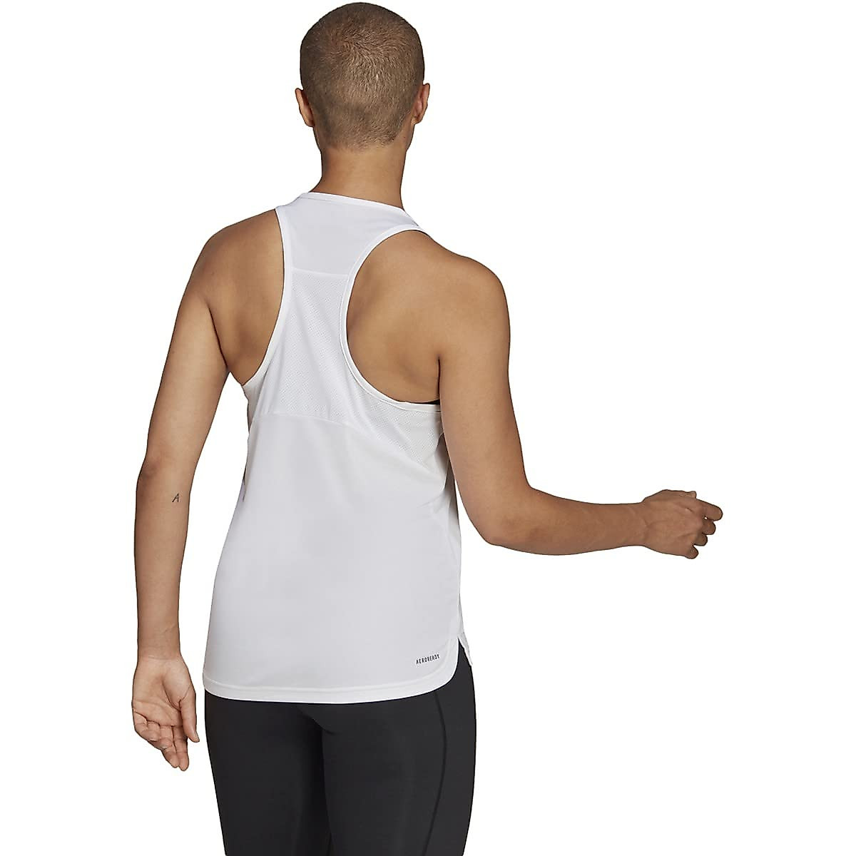 adidas Women's AEROREADY Designed 2 Move Logo Sport Tank Top, White/Black, Small